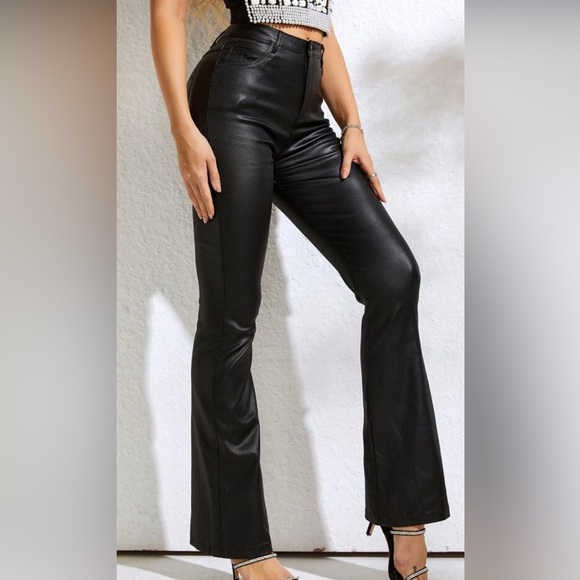 SHEIN | Pants & Jumpsuits | Leather Boot Cut Pants | Poshmark